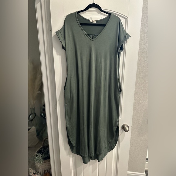 entro | Dresses | Entro Green Asymmetrical Maxi Tunic Dress | Poshmark